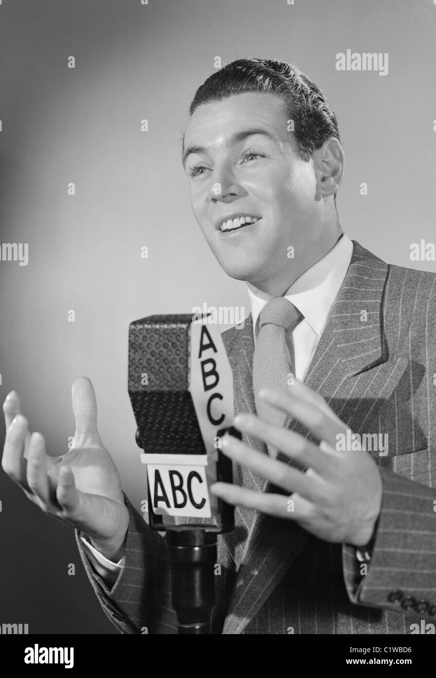 Head shot speaking media Black and White Stock Photos & Images - Alamy