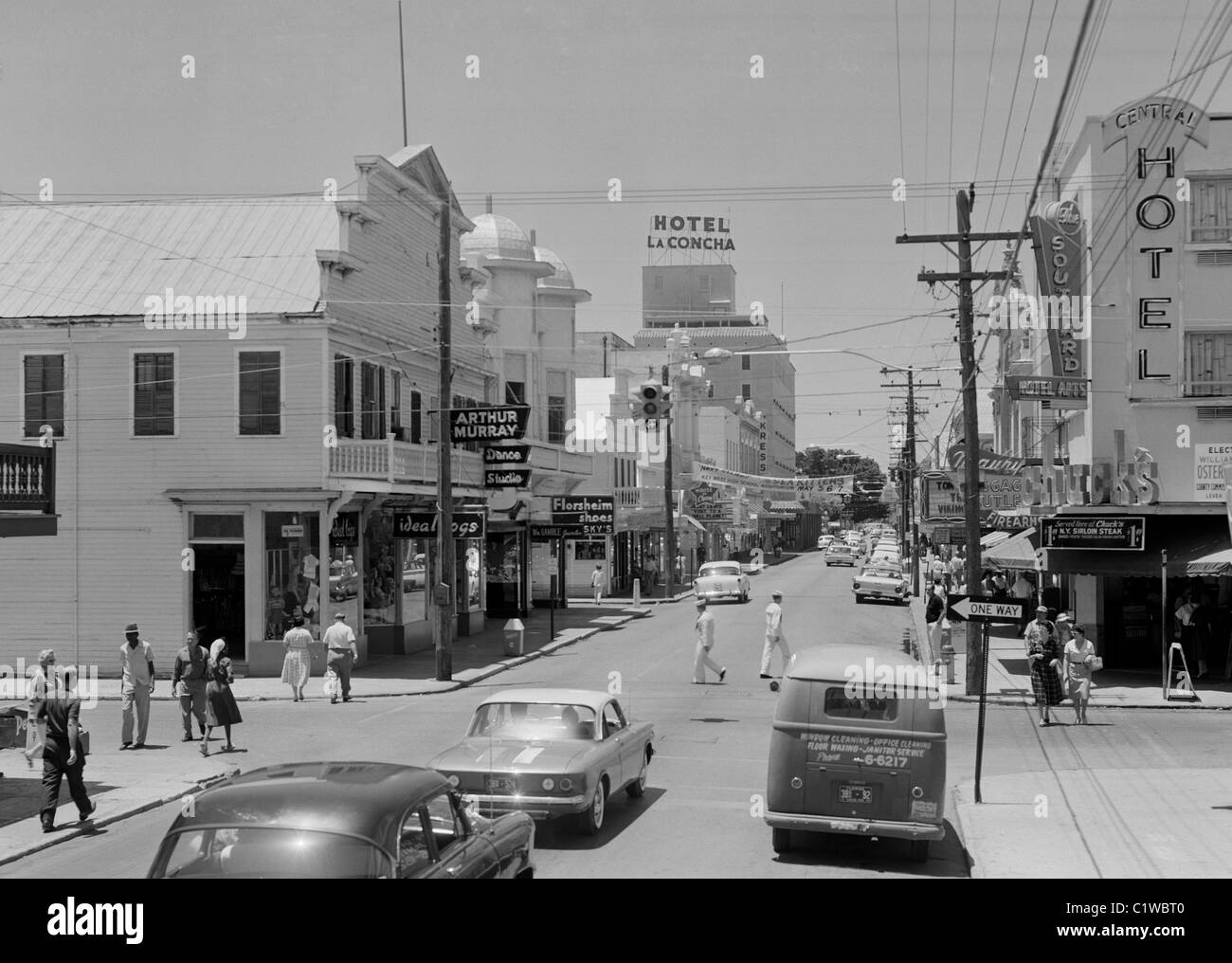 Buildings along a road, Duval Street, Key West, Florida, USA Stock ...