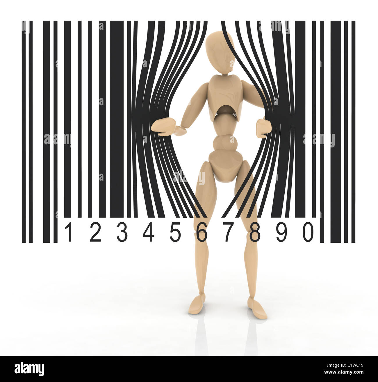 puppet who opens a bar code Stock Photo - Alamy