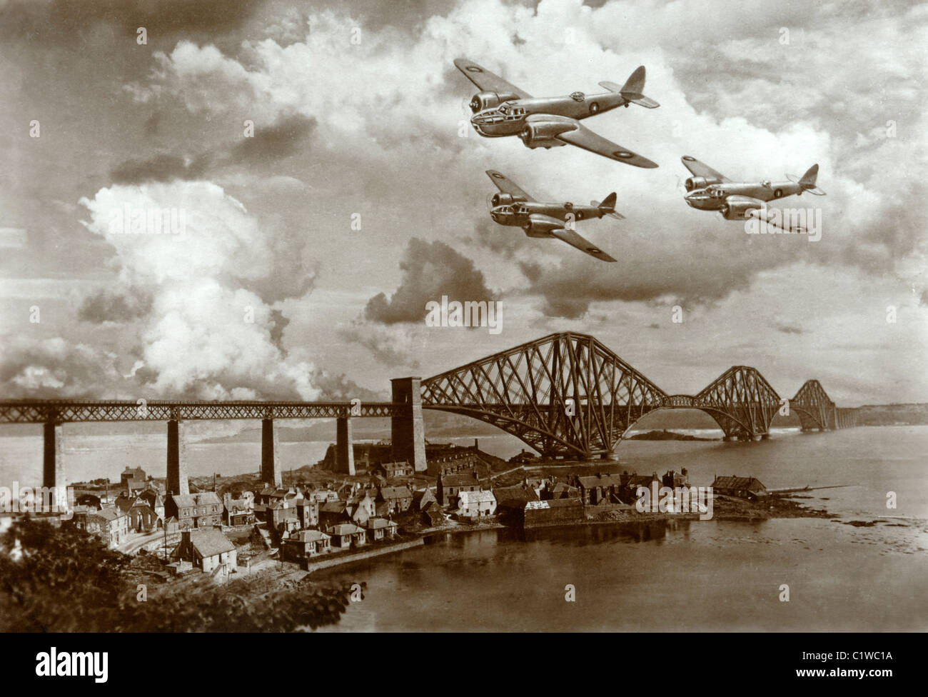 World War Two Fighter Planes Flying over the Forth Rail Bridge & the ...