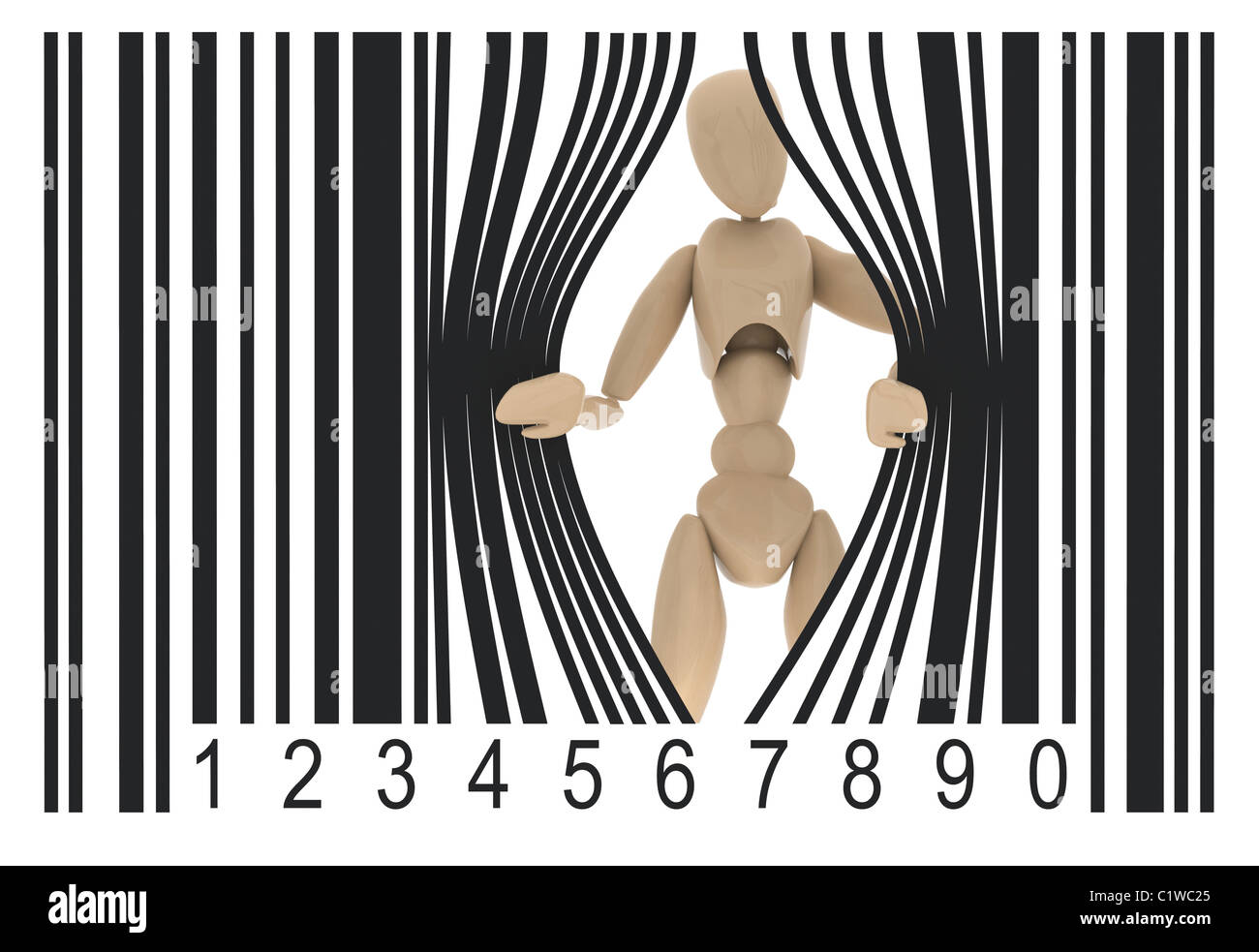 puppet who opens a bar code Stock Photo - Alamy