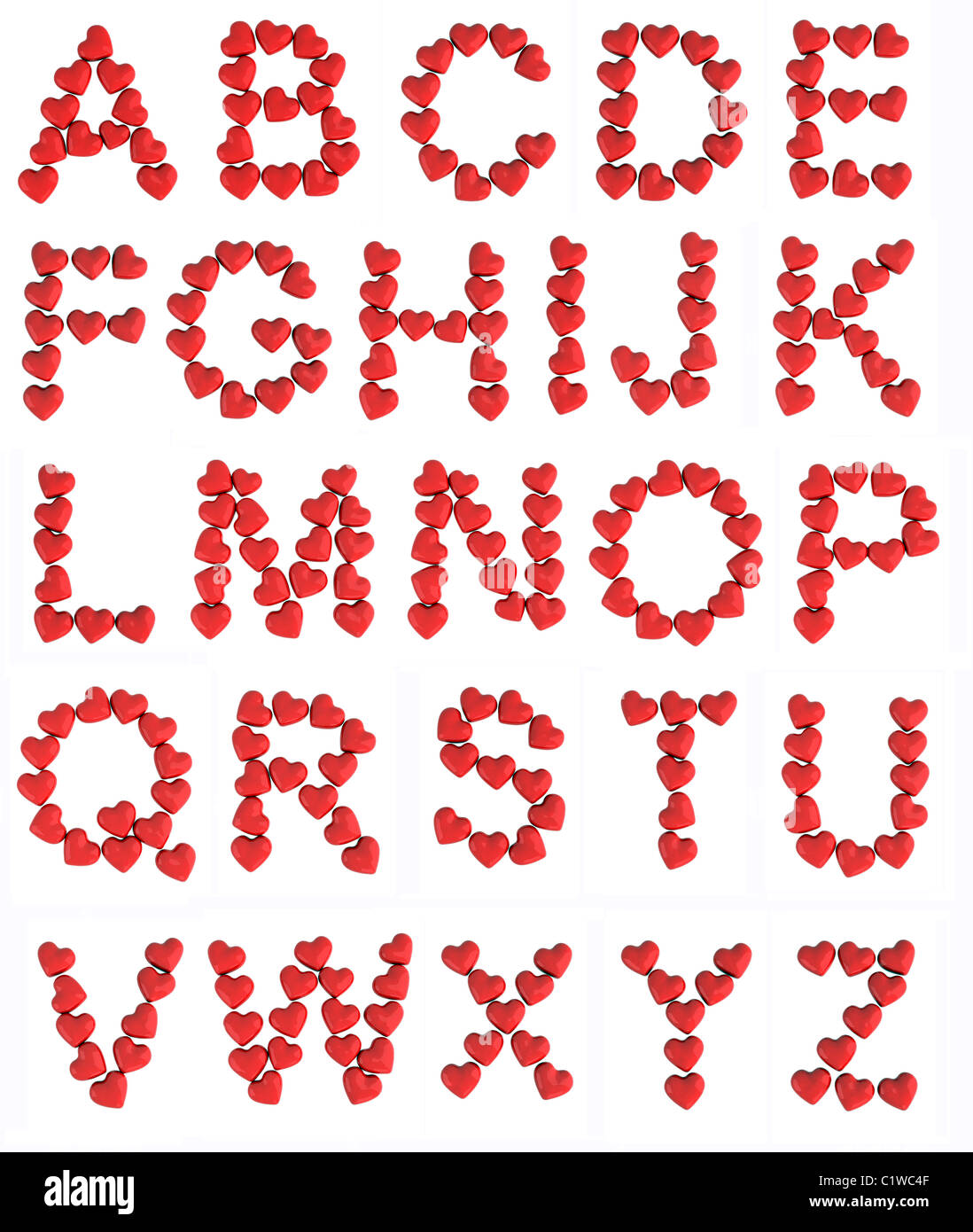 red heart alphabet 3d illustration Stock Photo - Alamy