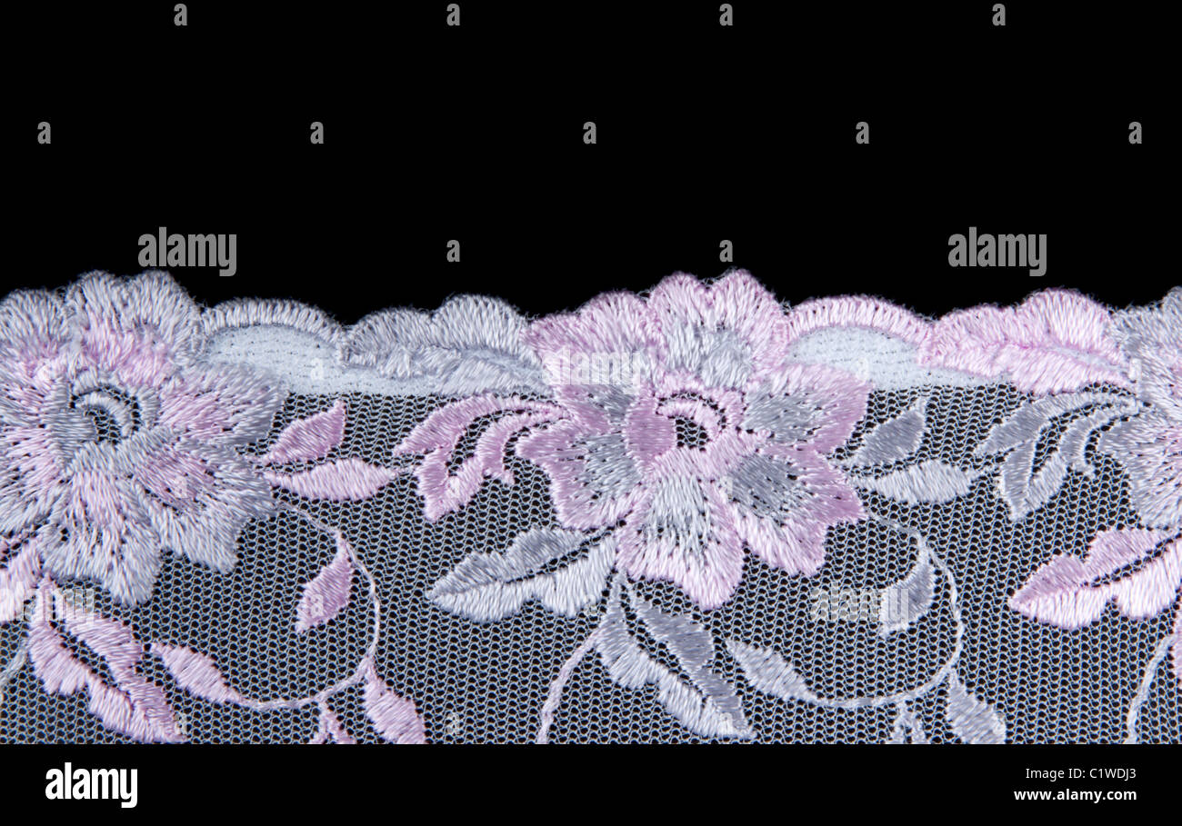 Rose lace with pattern insulated on black background Stock Photo - Alamy
