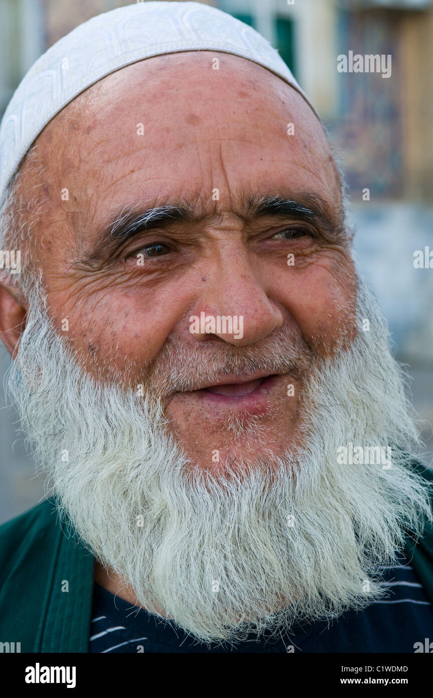 Tajikistan, Dushanbe, Portrait of smiling, old man with beard Stock ...