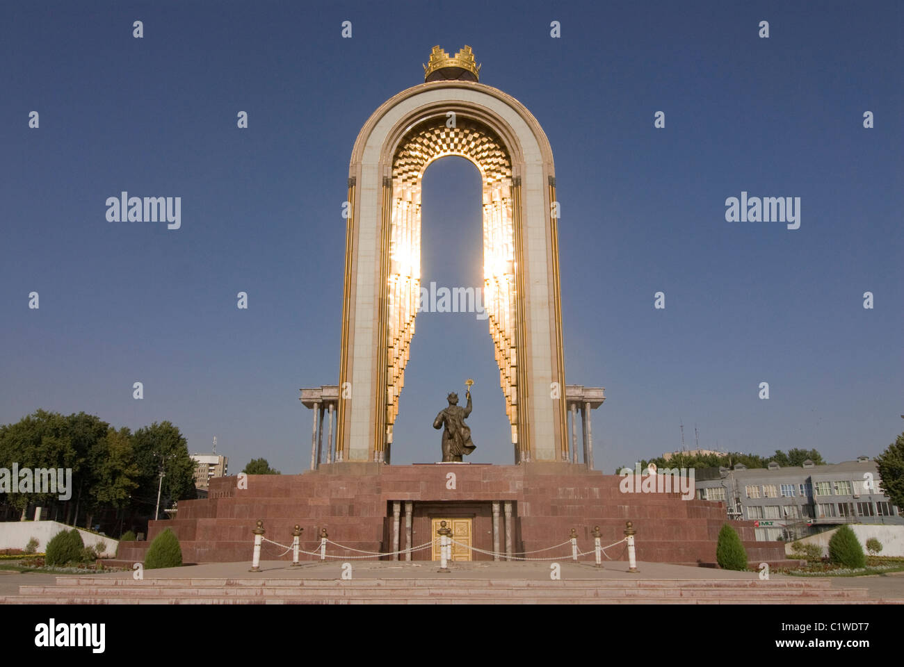 Tajikistan, Dushanbe, monument of Ismail Samani (Ismoili Somoni Stock ...