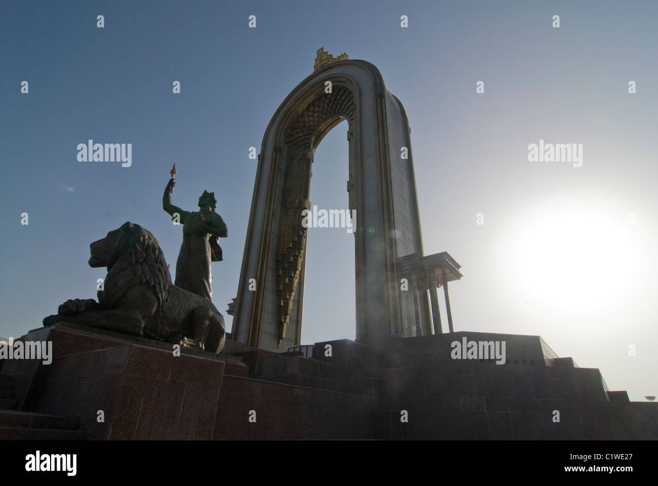 Tajikistan, Dushanbe, Statue of Ismail Samani (Ismoili Somoni Stock ...