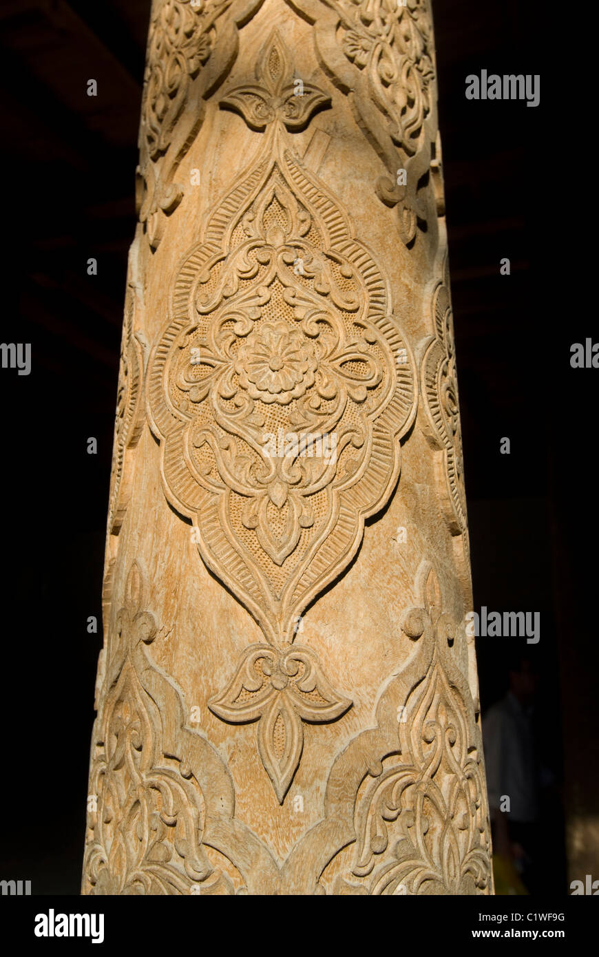 Uzbekistan, Xorazm Province, Khiva, Decorated column Stock Photo - Alamy