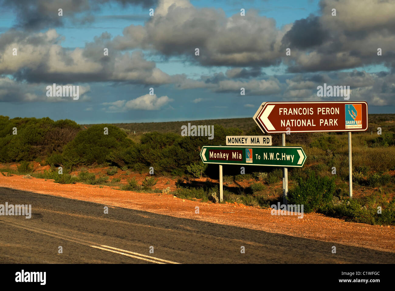 Tourism Road Signs, Shark Bay Western Australia Stock Photo - Alamy