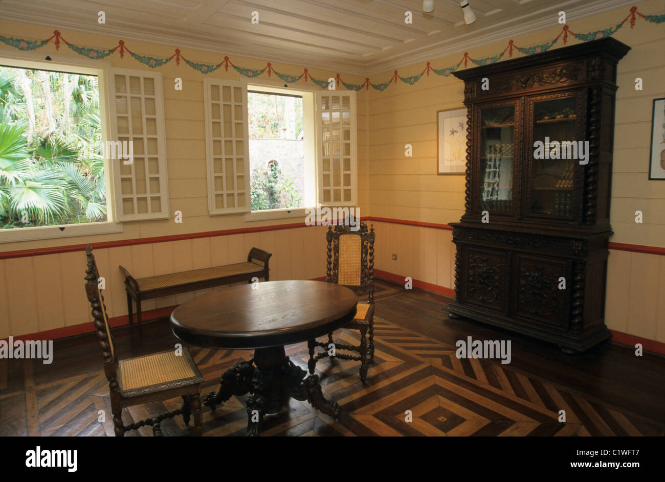 Interior of traditional creole villa Domaine de Chateauvieux, Les ...