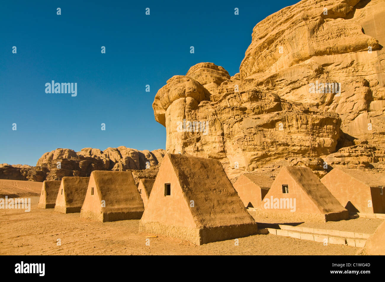 Jordan, Wadi Rum, Loam huts in desert Stock Photo - Alamy