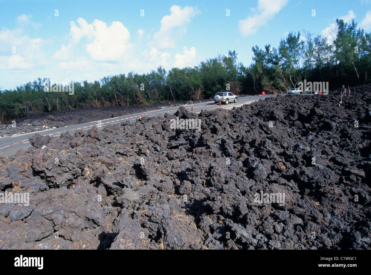 Solidified lava from 2001 volcano eruption, south of La Reunion island ...