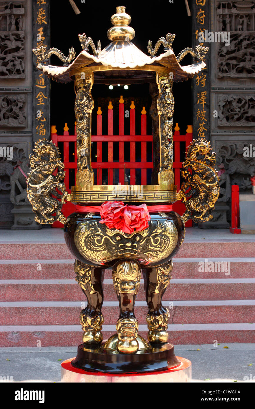 Main urn for incense offerings at a temple, Tainan, Taiwan Stock Photo ...