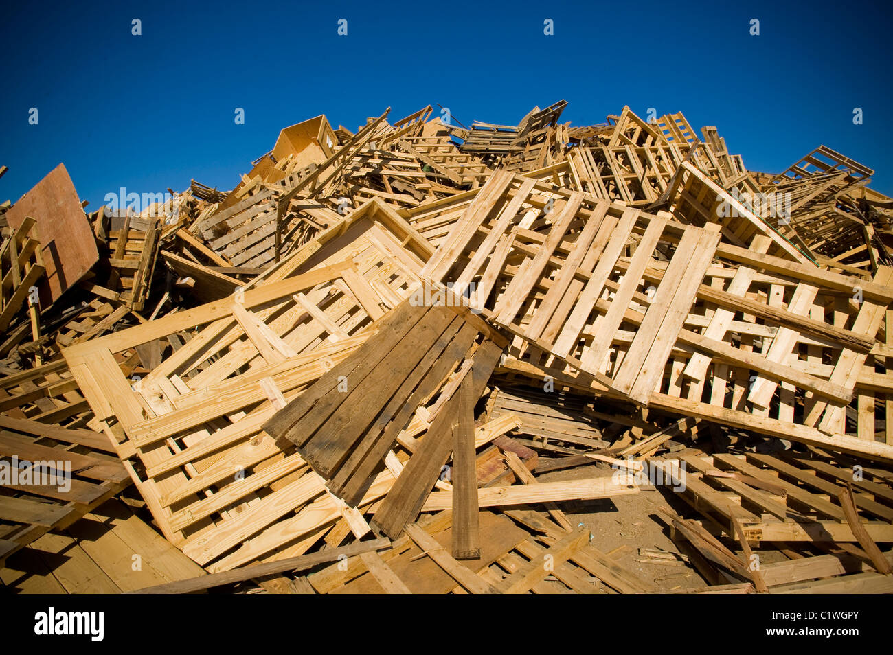 Heap of recyclable wood products Stock Photo - Alamy