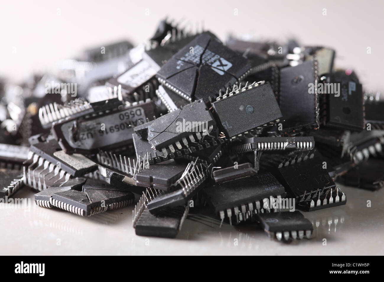 used and broken computer chips Stock Photo - Alamy