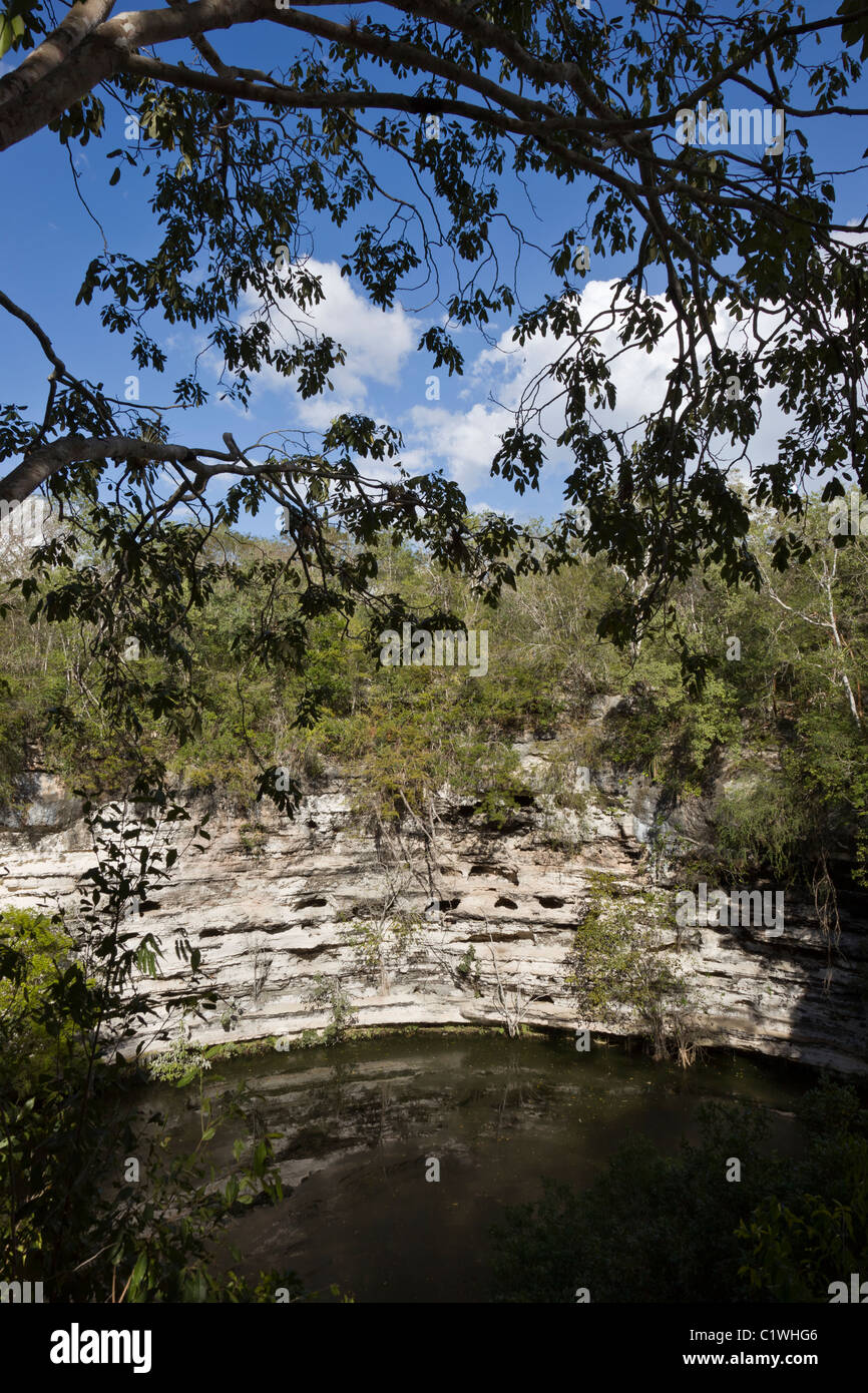 The Sacred Cenote or "Well of Sacrifice" dedicated to Chaac in Chichen ...
