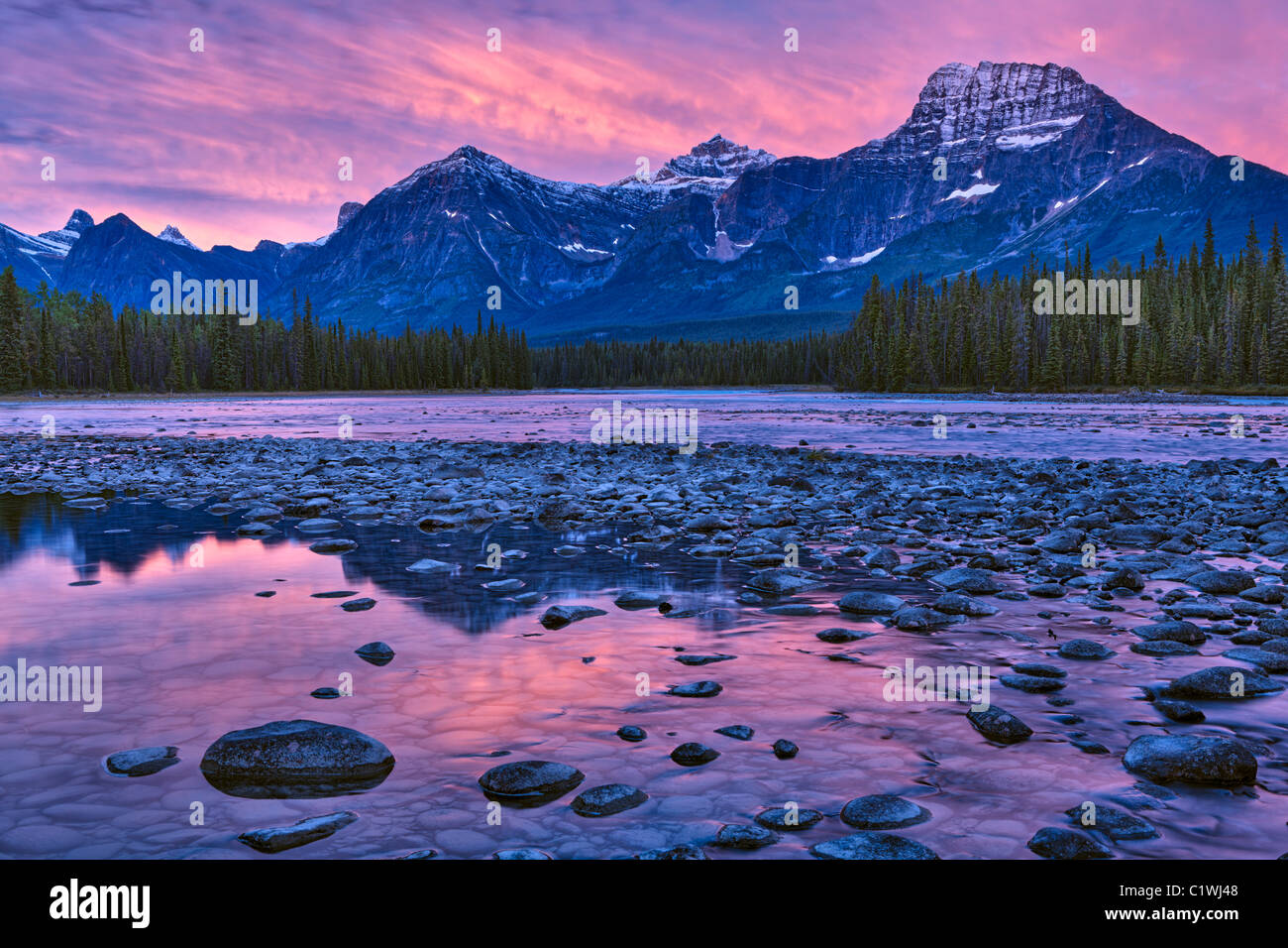 Mount fryatt and the athabasca river hi-res stock photography and ...