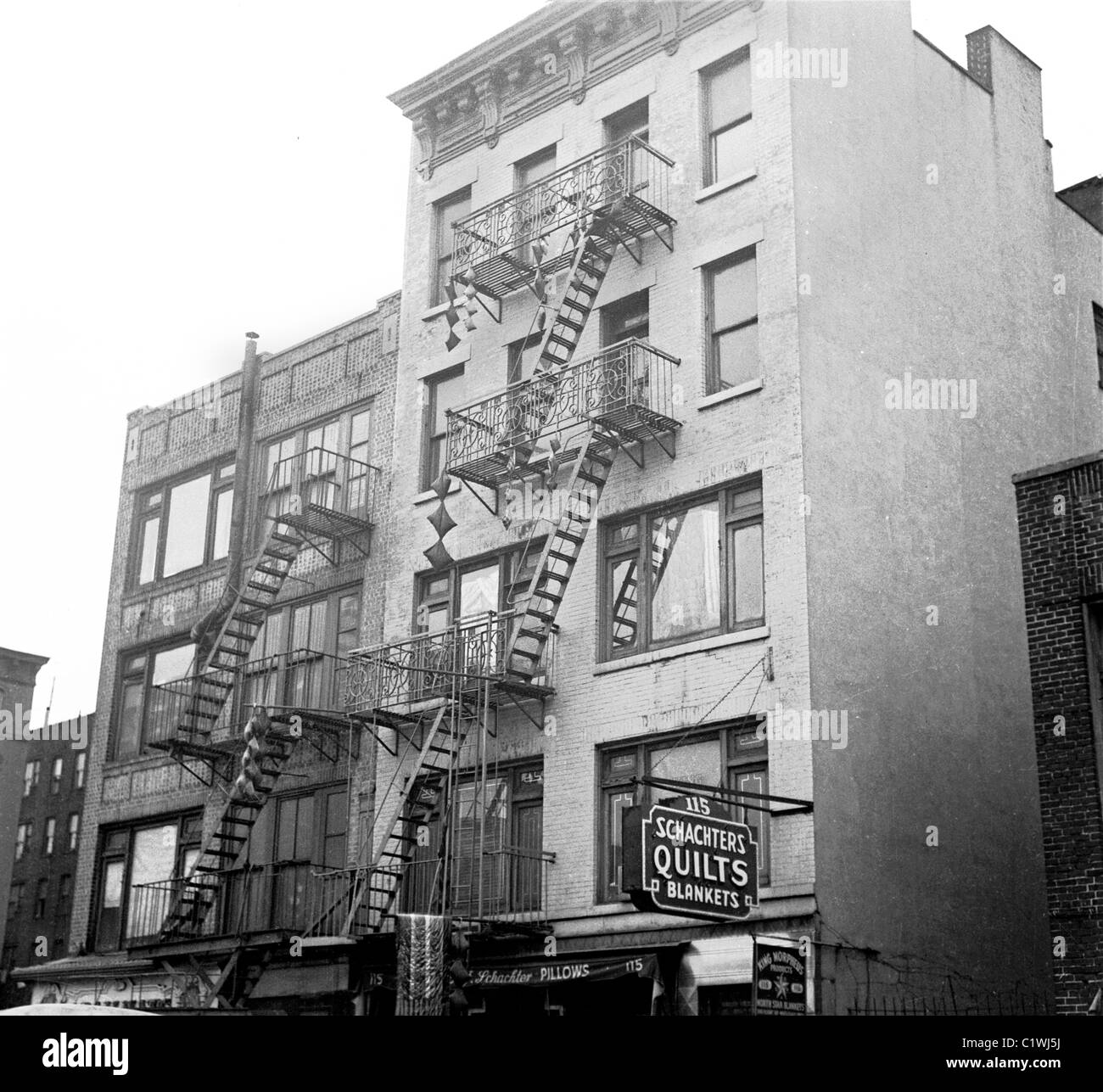 Vintage fire escapes Black and White Stock Photos & Images - Alamy
