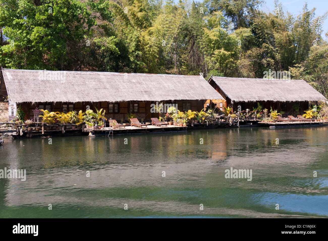 Riverside Bungalow Kvay in Thailand during journey Stock Photo - Alamy