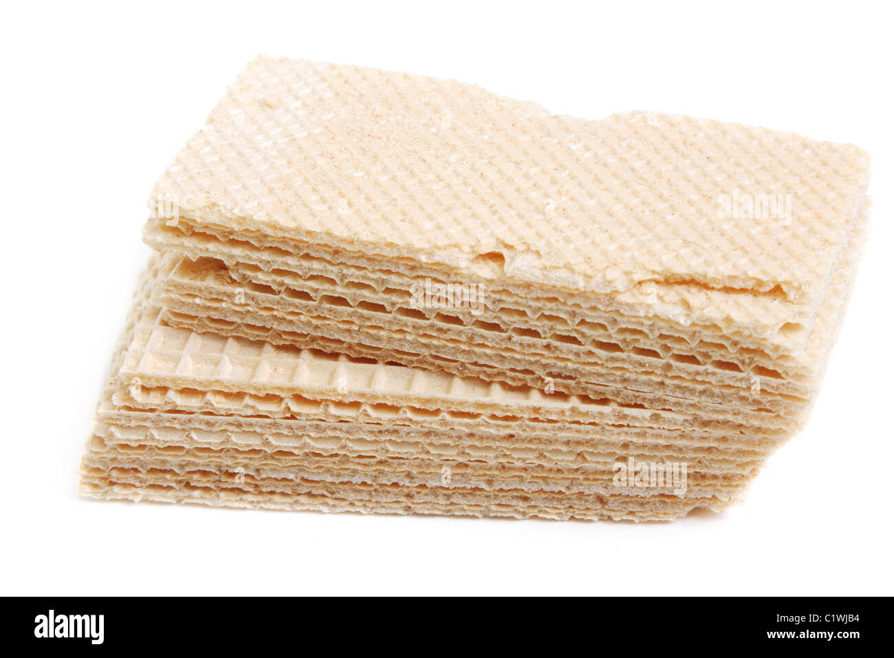 Pile dry waffleses insulated on white background Stock Photo - Alamy