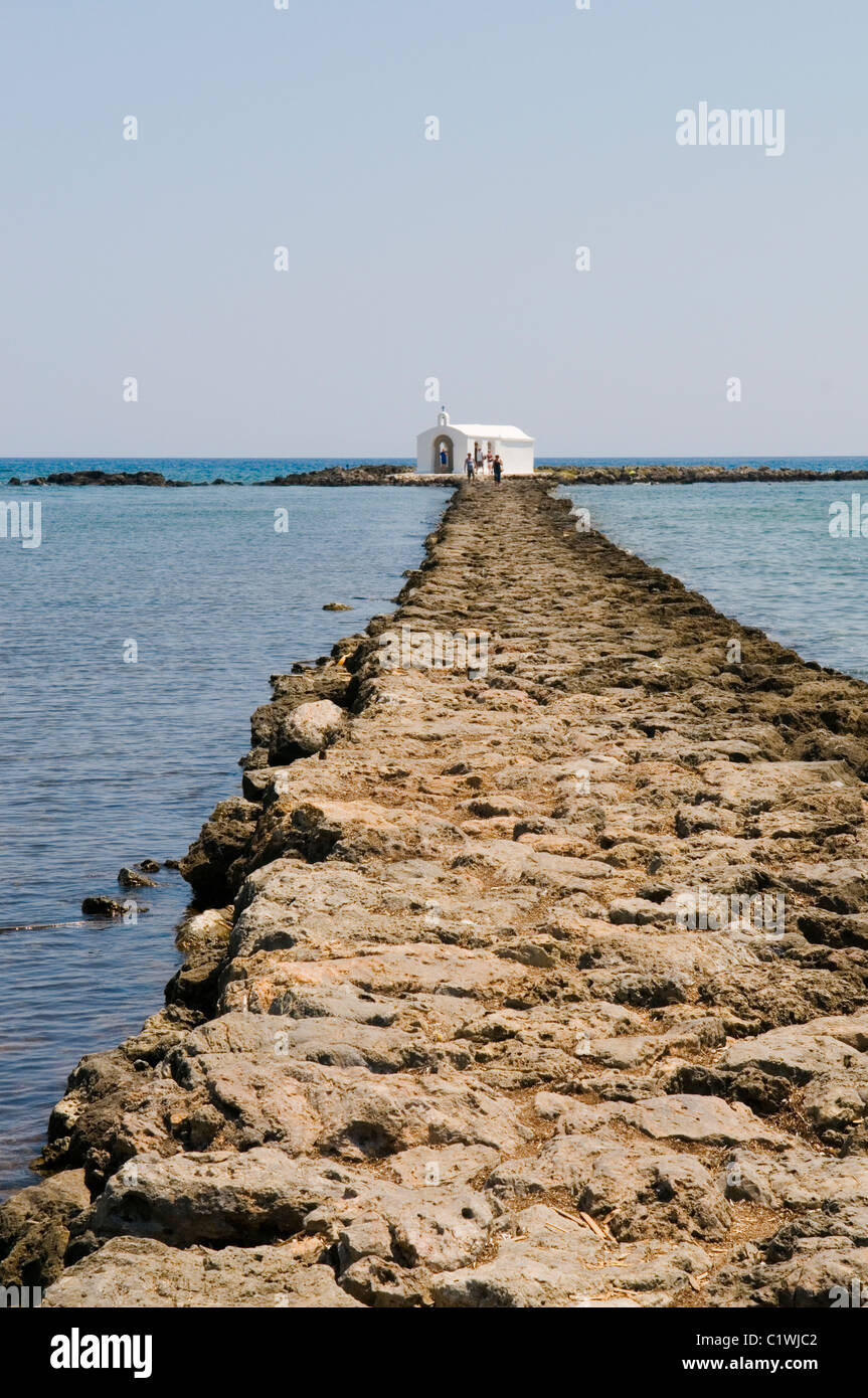 Causeway leading to St Nicholas Chapel at Georgioupolis Crete Stock ...