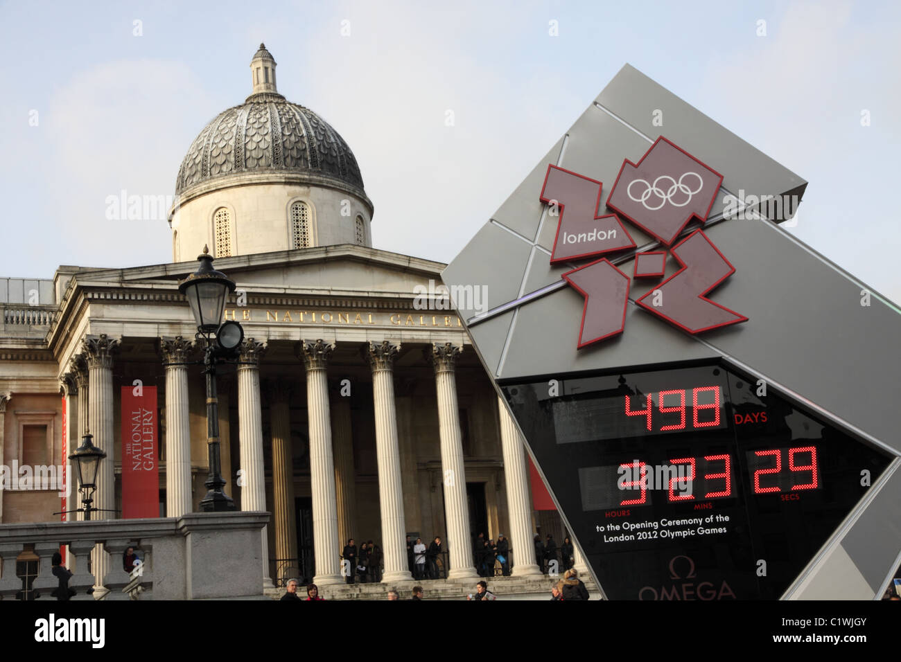 Olympic Clock counting down in London's Trafalgar Square in 2011 Stock ...