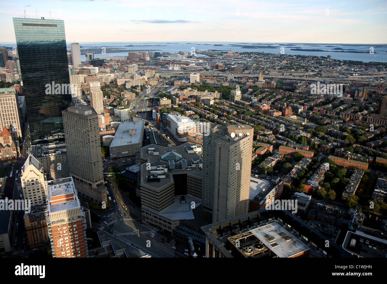 Boston's panoramic view as it is seen from Prudential tower in winter ...