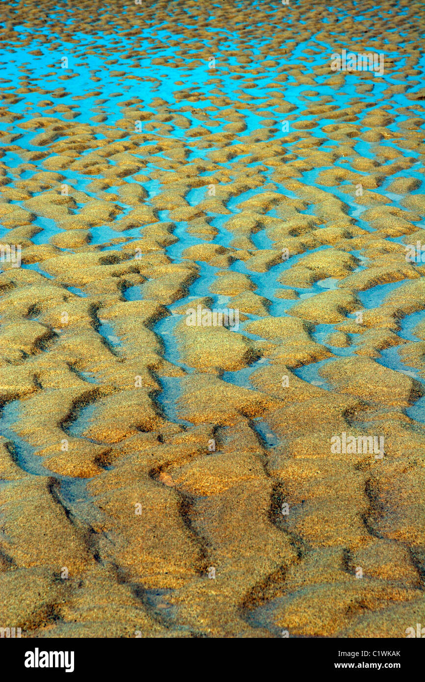 Sand patterns on beach, Cornwall, England, UK Stock Photo - Alamy
