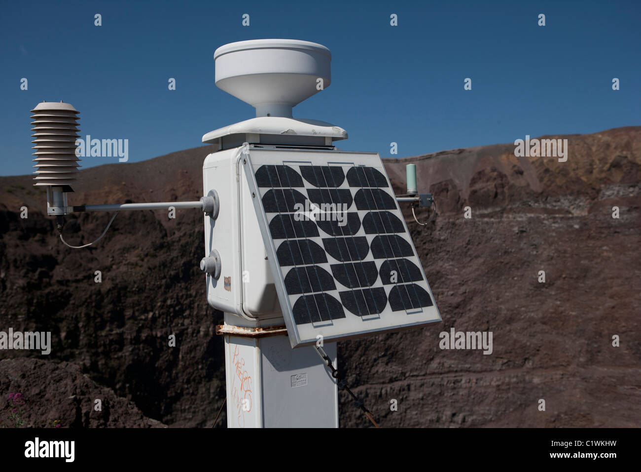 Volcanological monitoring station used in volcanology to detect ...