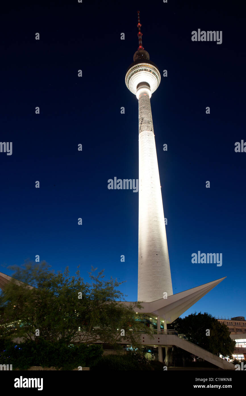Fernsehturm (Television tower) in Berlin Germany at night showing tower ...