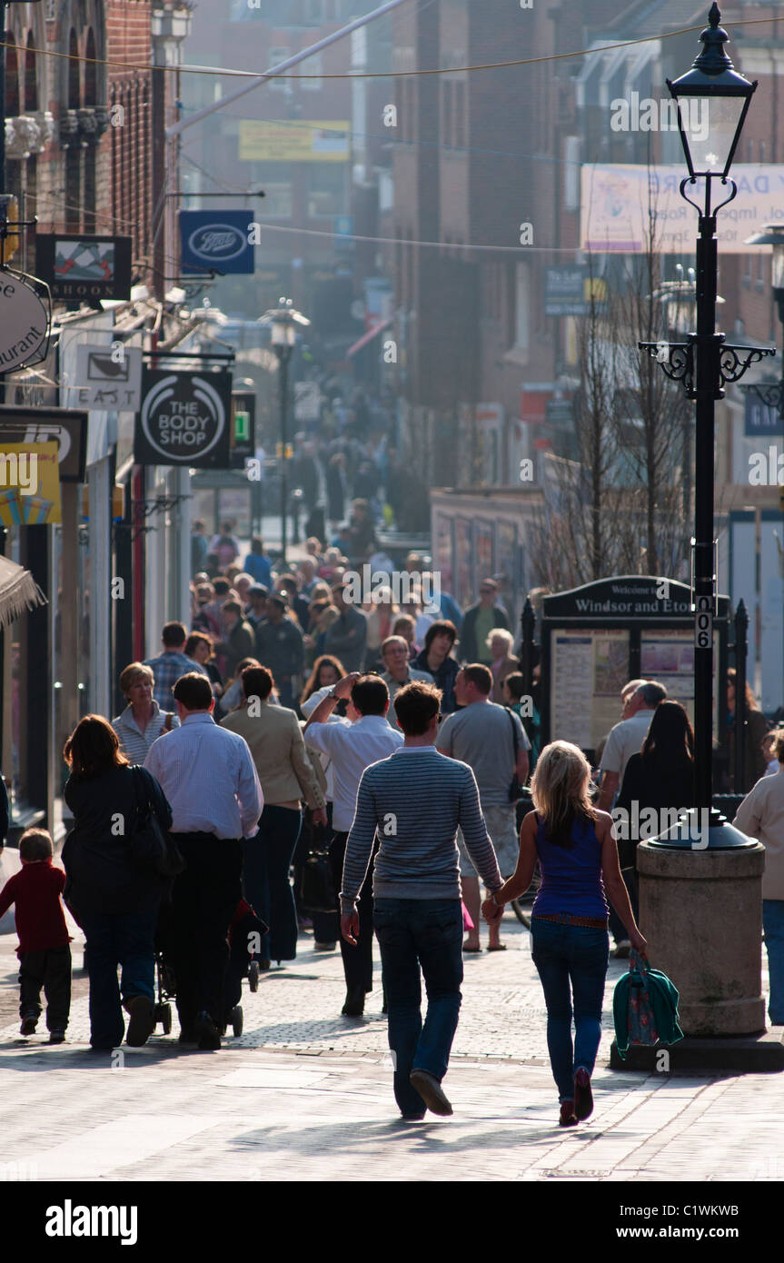 A busy shopping street in Windsor, Berkshire, UK Stock Photo - Alamy