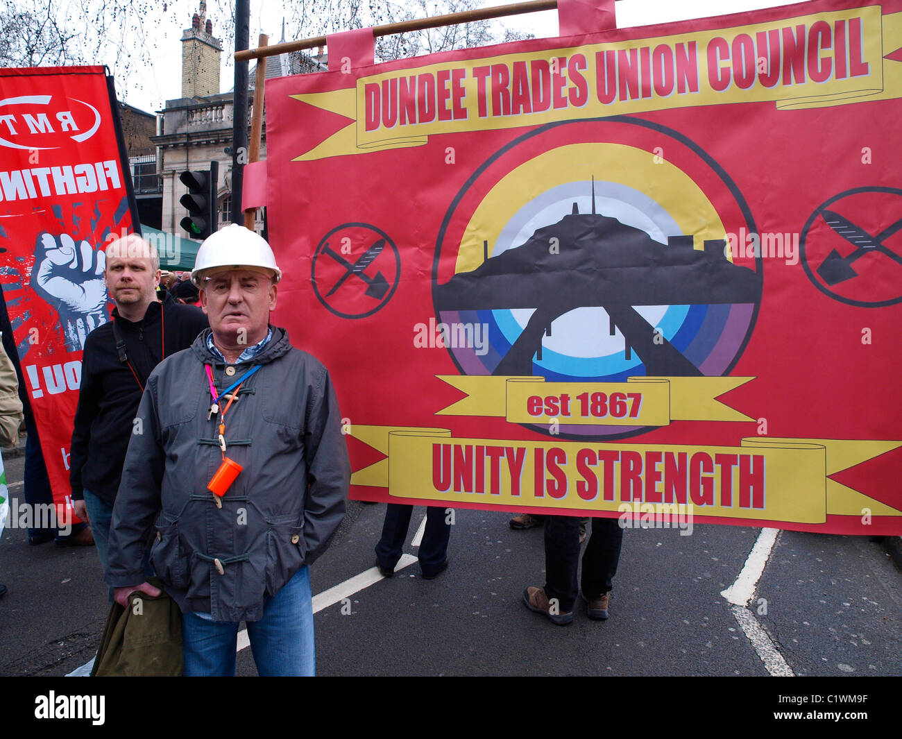 Union member who traveled from Scotland to protest at the 26 March 2011 ...