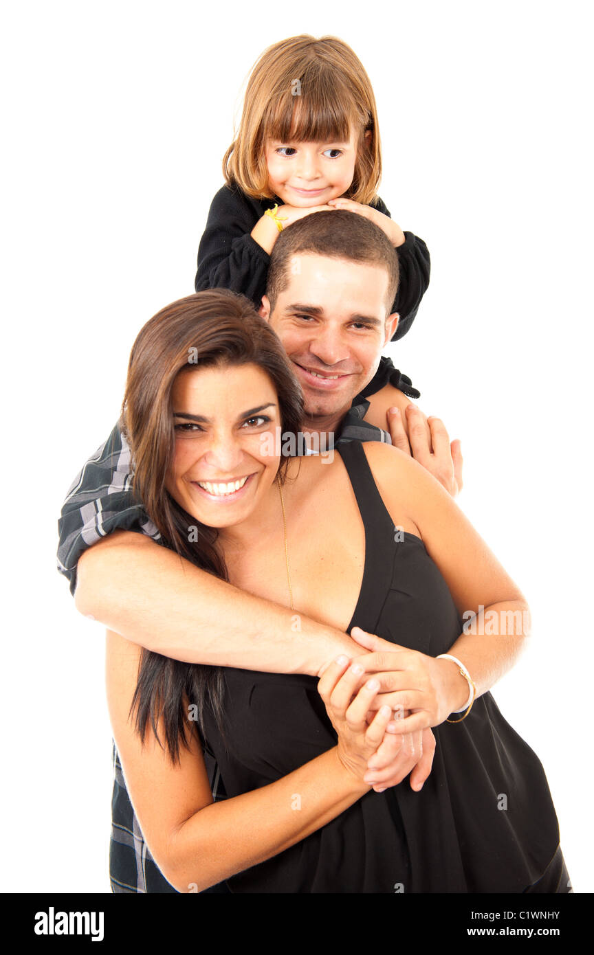 Beautiful family portrait on white background Stock Photo - Alamy