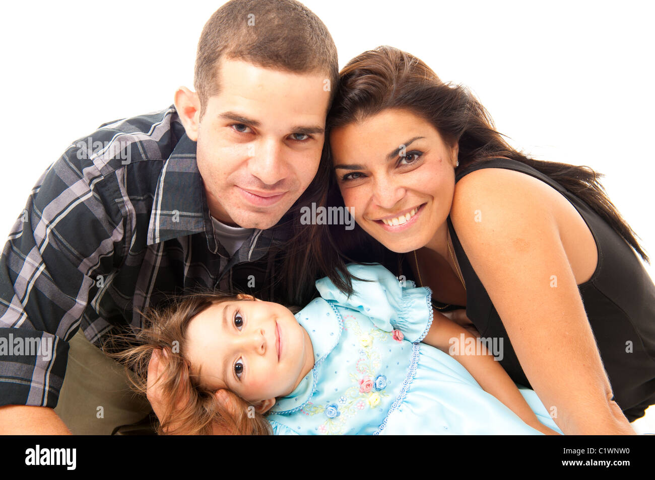 Beautiful family portrait on white background Stock Photo - Alamy