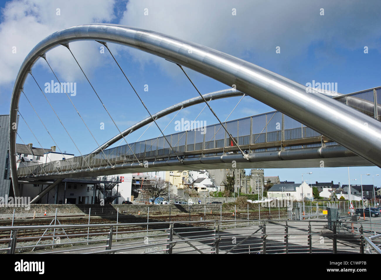 The Celtic Gateway bridge in Holyhead, Anglesey Stock Photo - Alamy