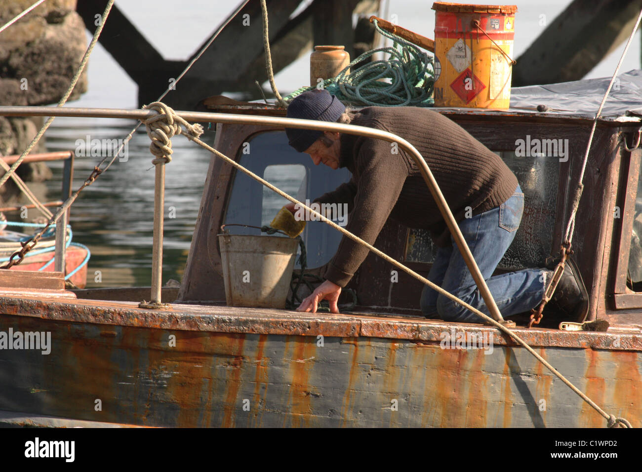 Fishing boat with fisherman hi-res stock photography and images - Alamy