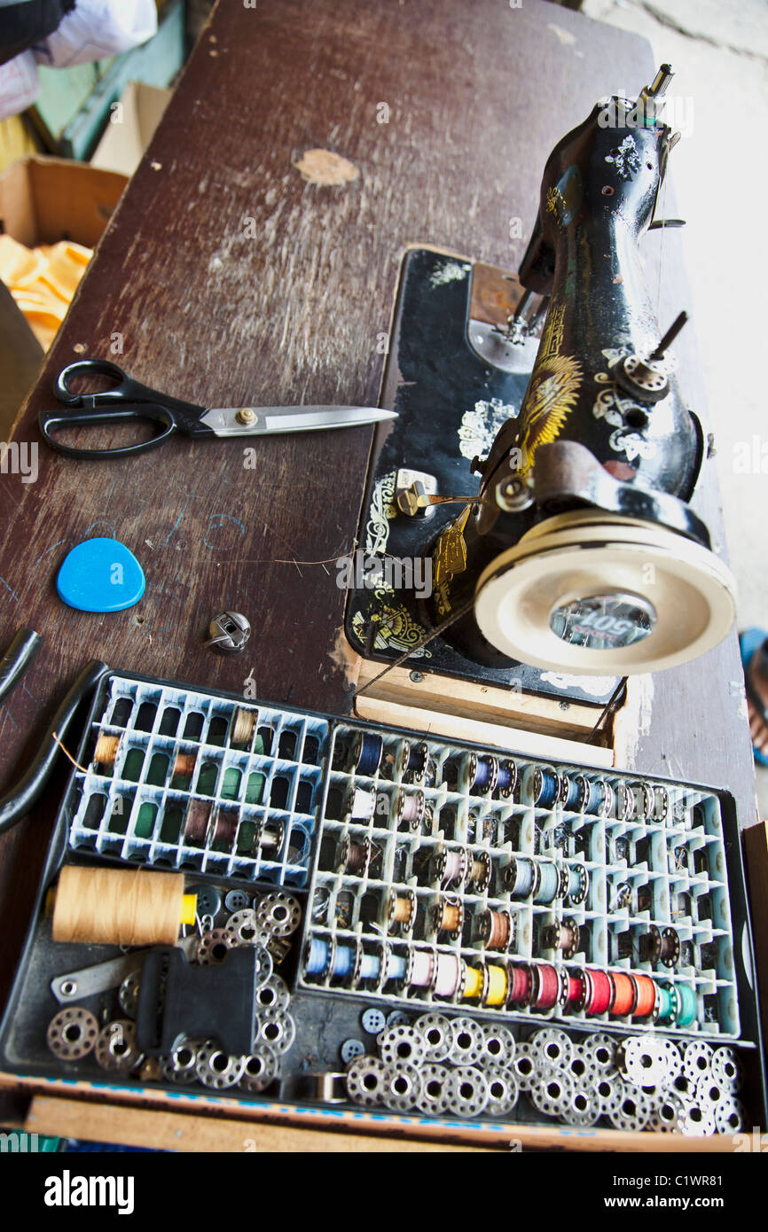 Sewing stalls on the street, Sabah, kota kinabalu, Malaysia Stock Photo ...