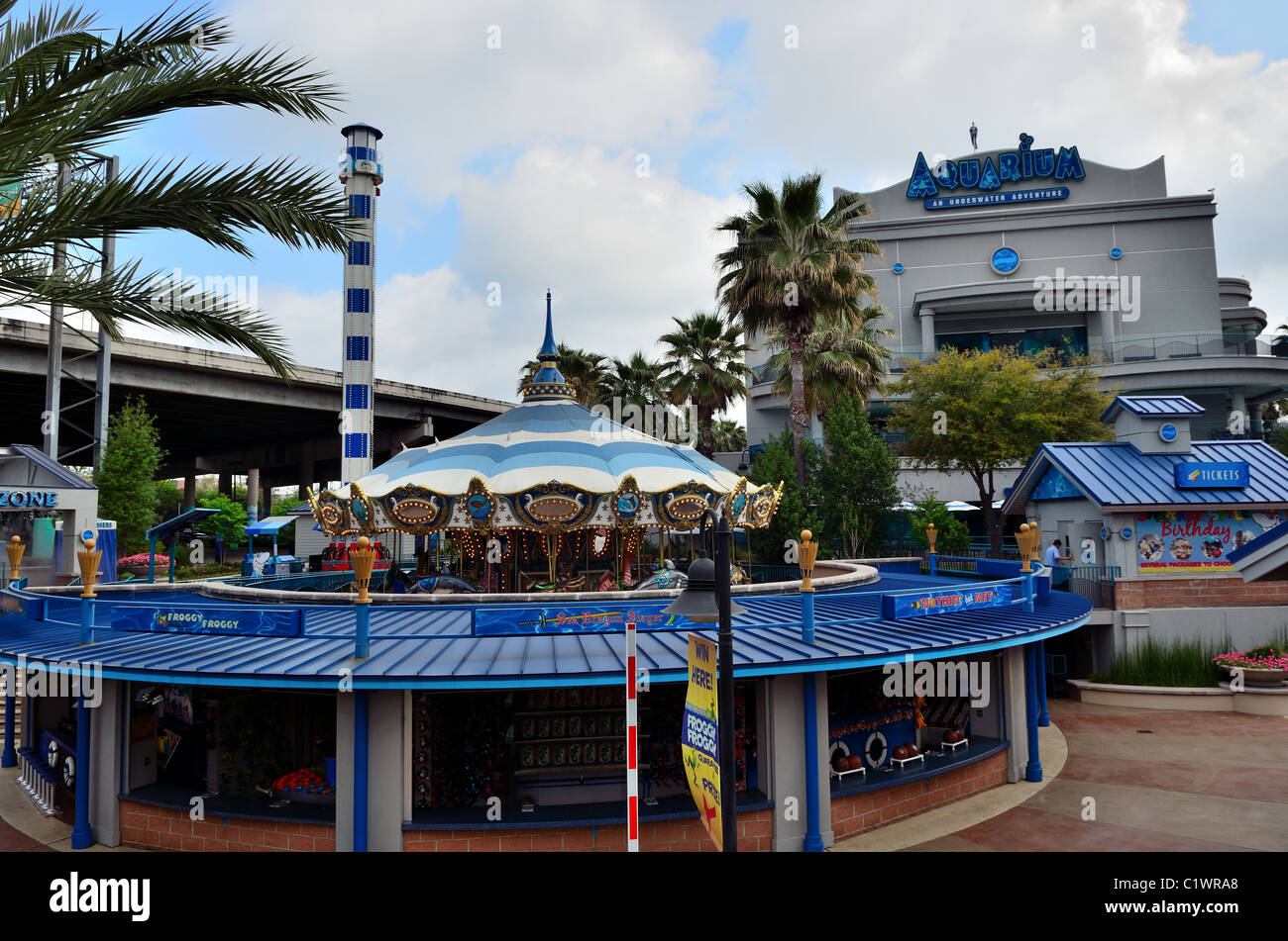 Carousel ride at the Houston Downtown Aquarium. Texas, USA Stock Photo ...