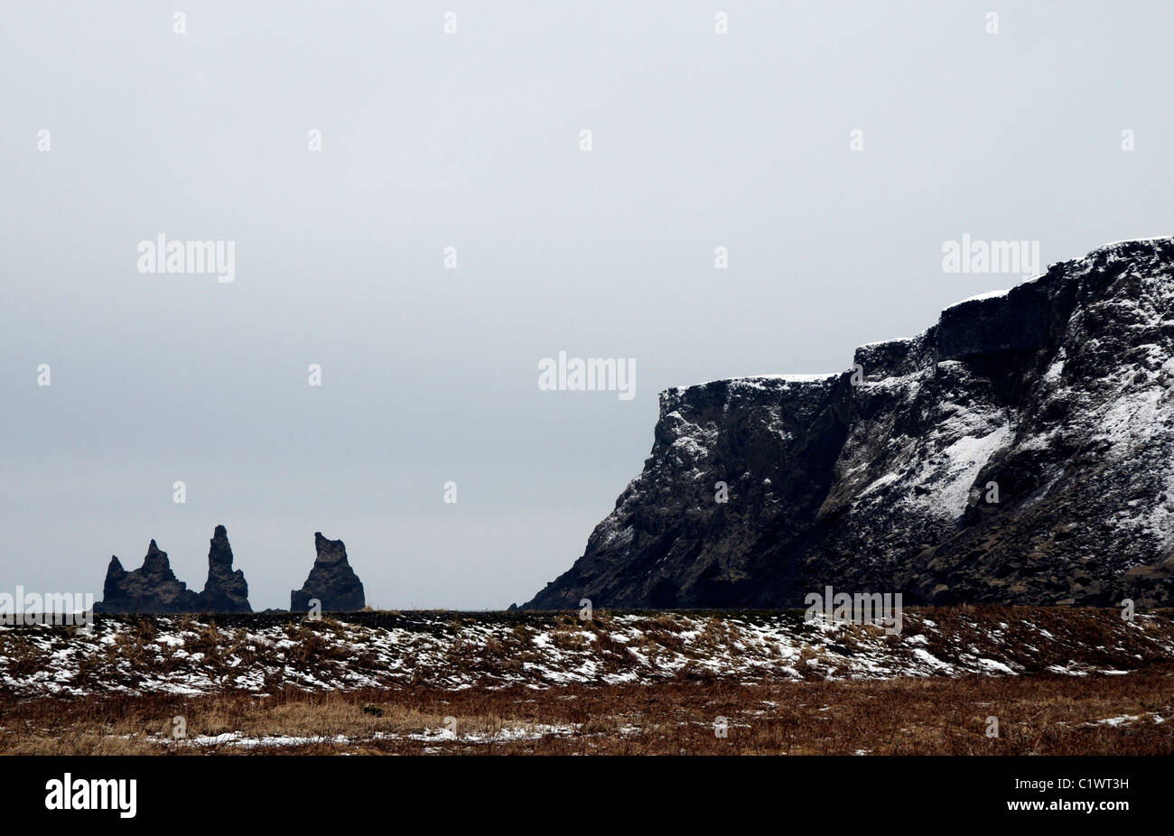Reynisdrangur Basalt Sea Stacks near Vik, South coast, Iceland Stock ...