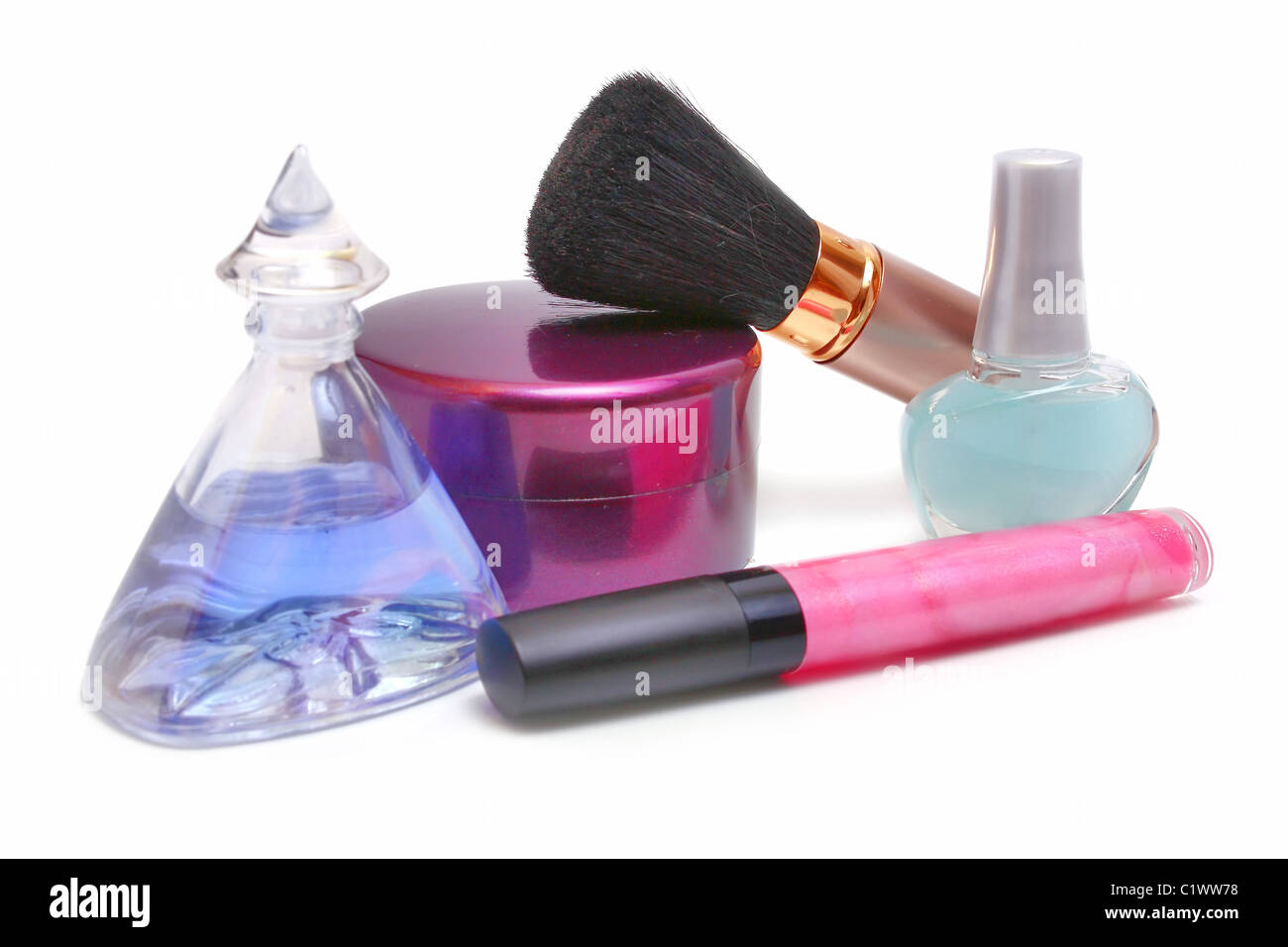 group cosmetics isolated on white background Stock Photo - Alamy