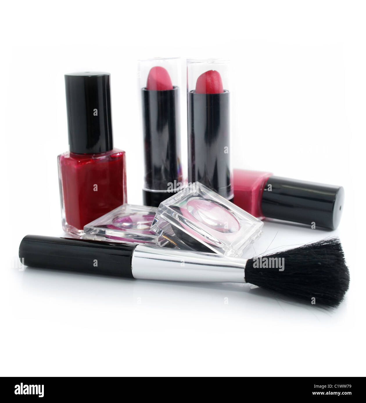 composition of cosmetic accessories isolated on the white background ...