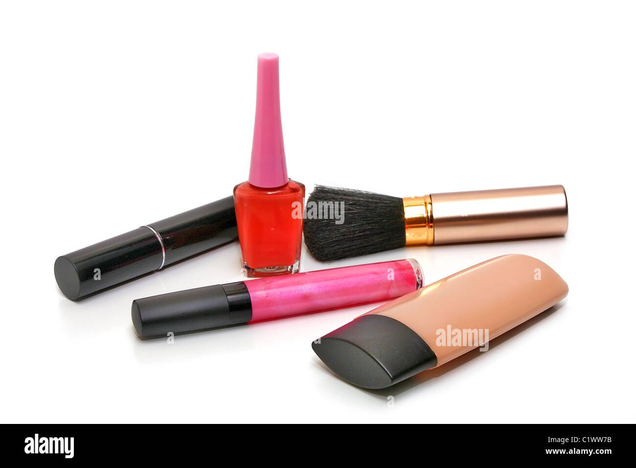 group cosmetics isolated on white background Stock Photo - Alamy