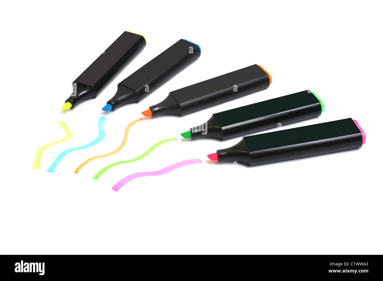 colors plastic markers isolated on white background Stock Photo - Alamy