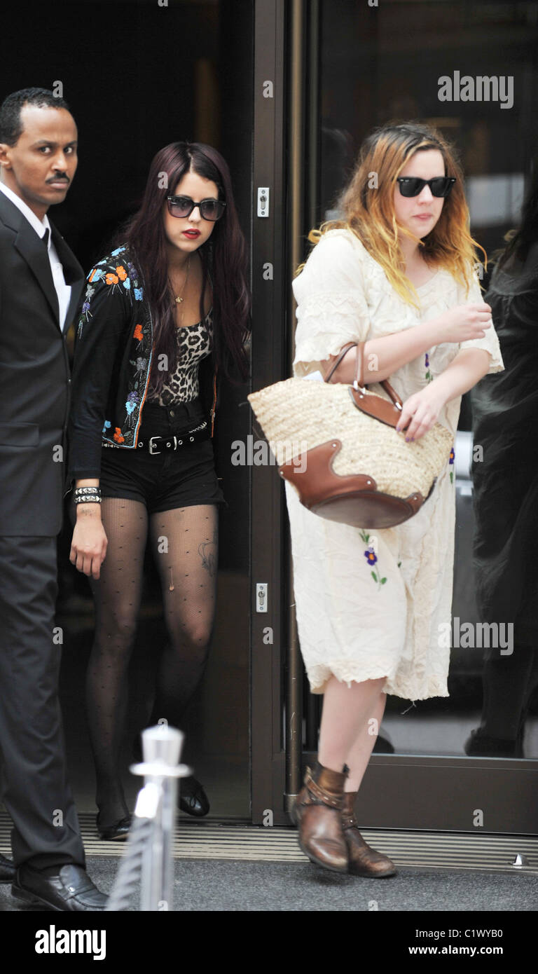 Fifi Brown and Peaches Geldof leaving the Mayfair Hotel with plum ...