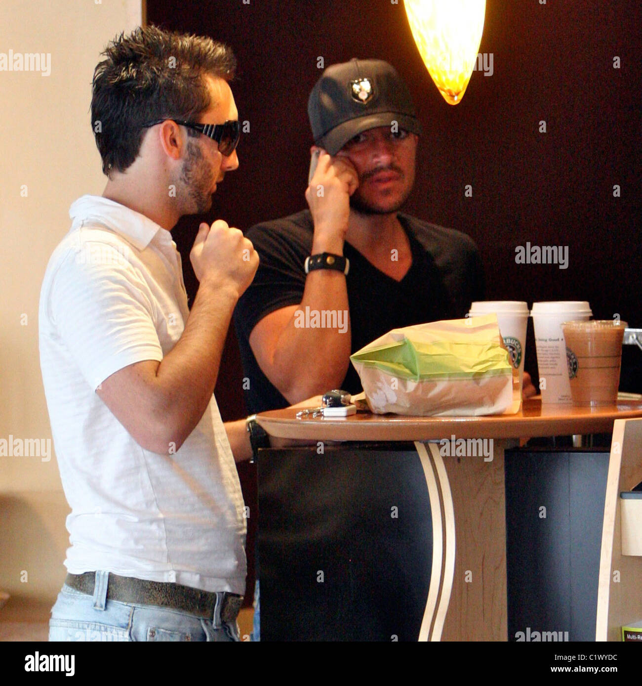 Peter Andre visits Starbucks with a friend Brighton, England - 25.08.09 ...
