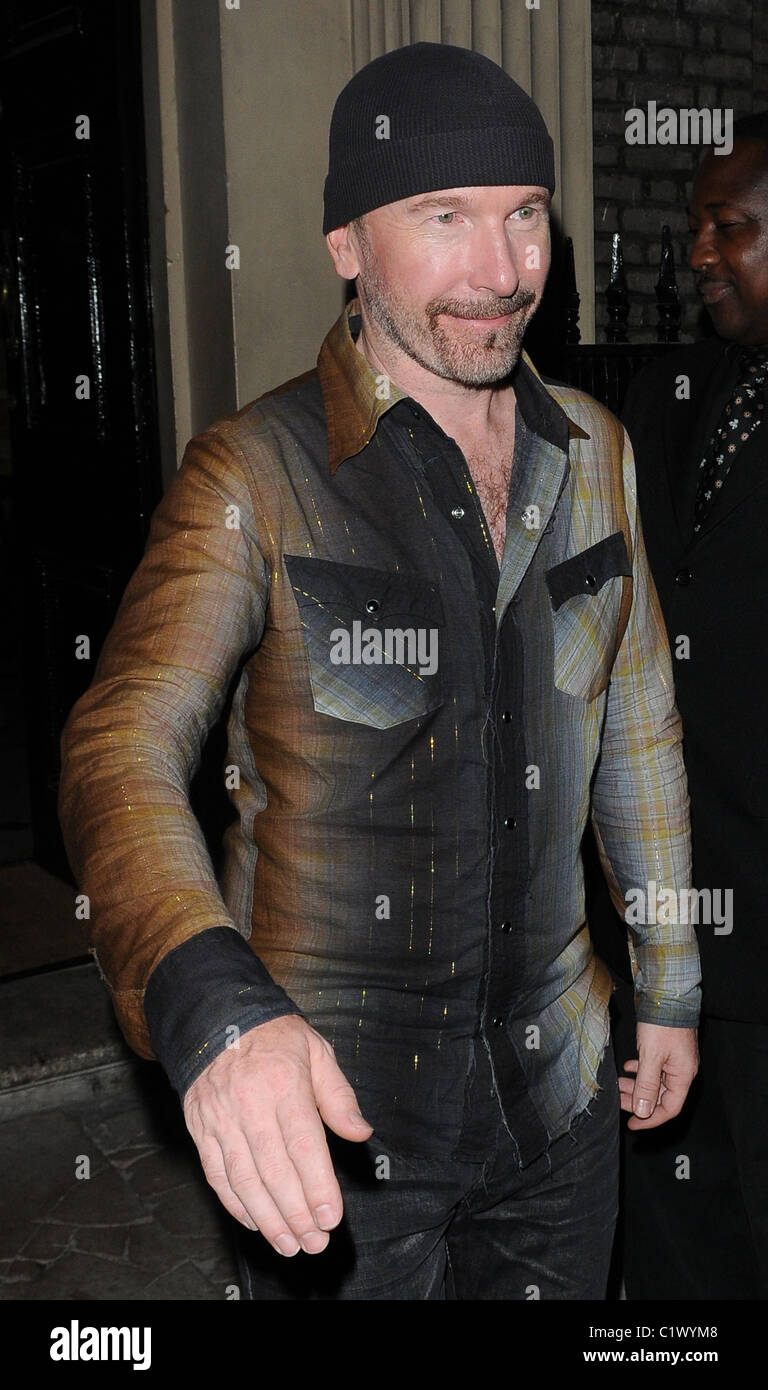 The Edge leaving the official Home House after show party for U2's gig ...