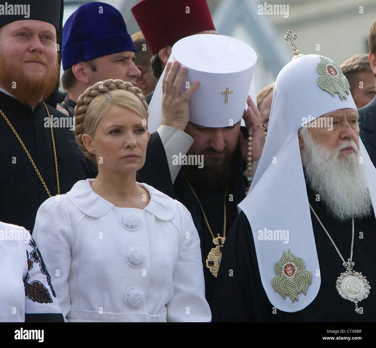 Prime-Minister of Ukraine Yulia Tymoshenko (r) visiting St. Sofia ...