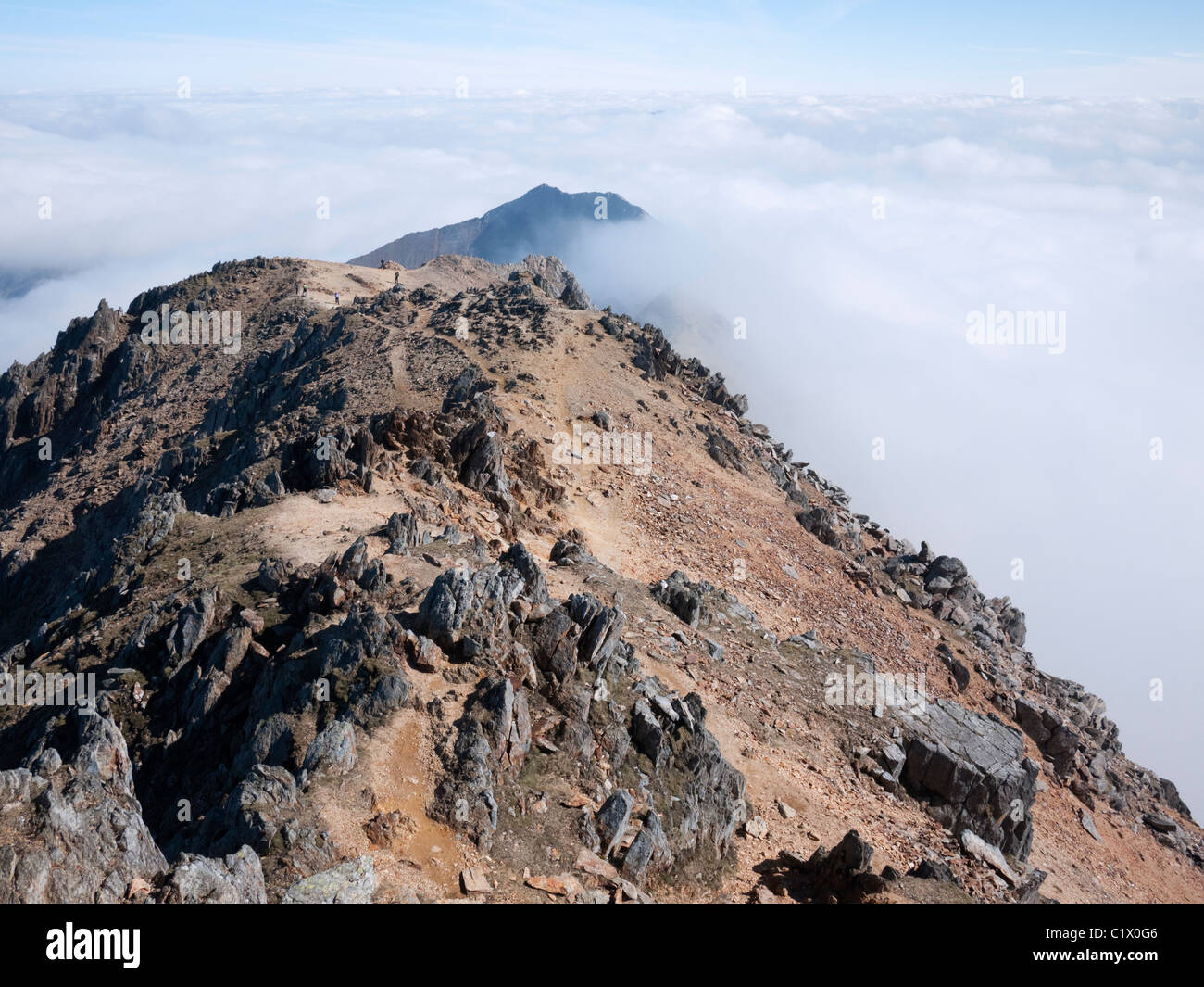 Cloud inversion over Crib Goch and Crib y Ddysgl from Carnedd Ugain on ...