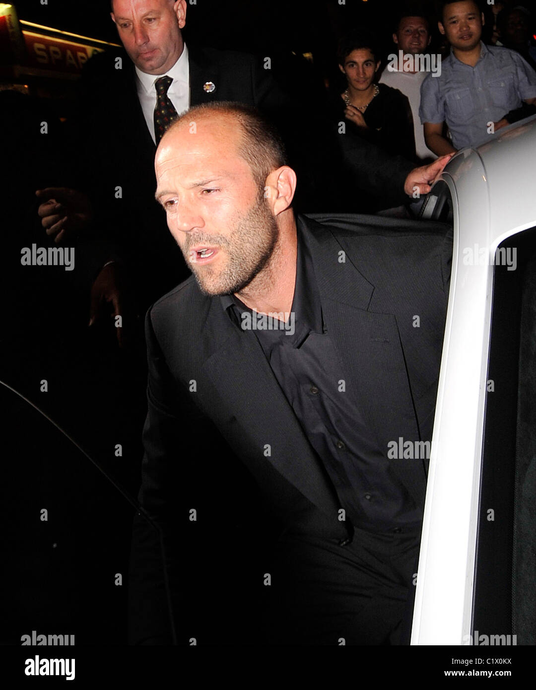 Jason Statham arriving at Planet Hollywood in a white Audi for his 37th ...