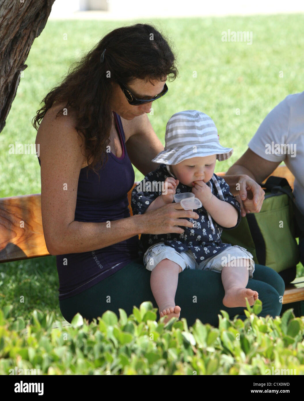 Minnie Driver and son Henry in Cross Creek Park in Malibu Los Angeles ...