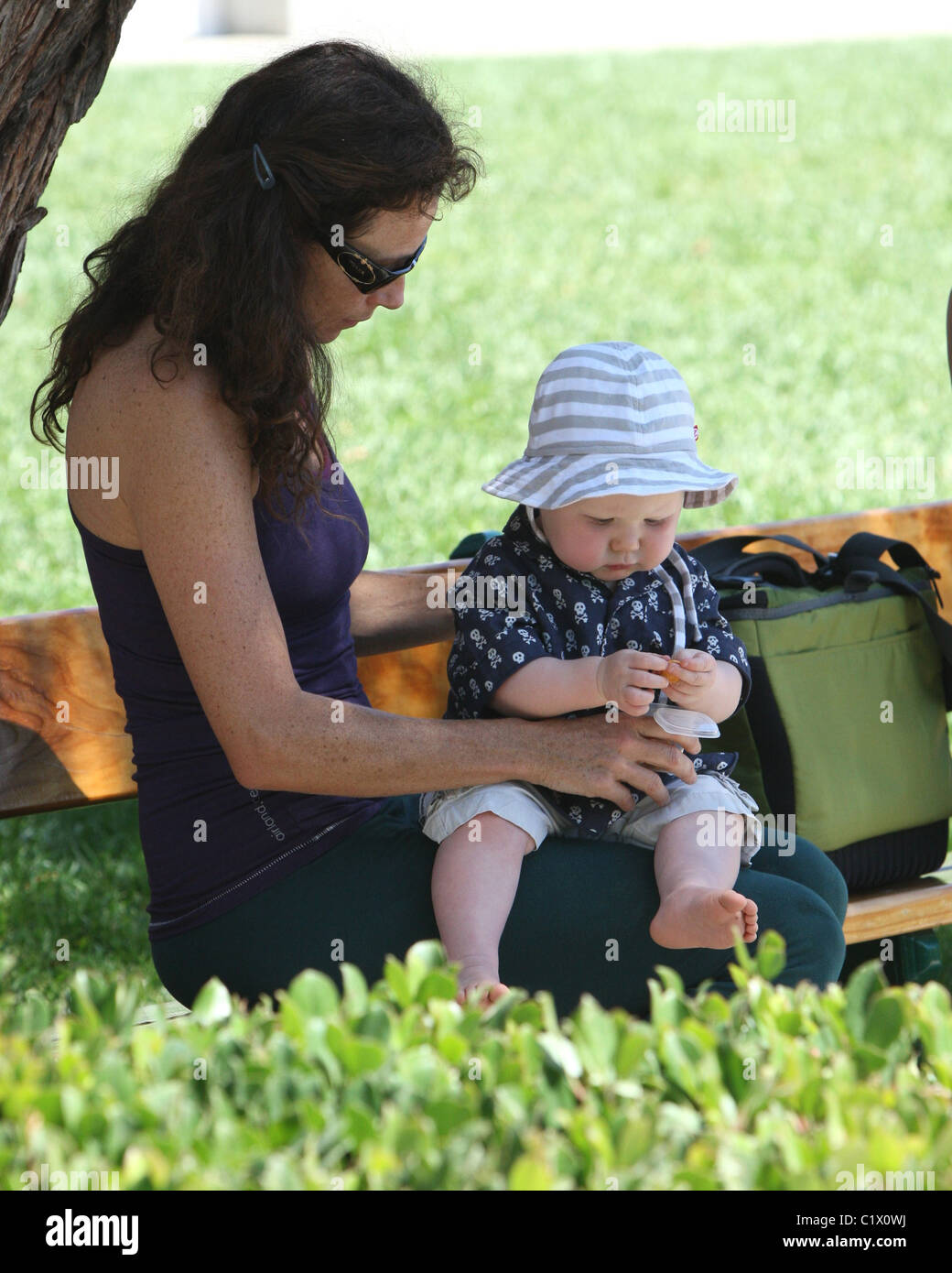 Minnie Driver and son Henry in Cross Creek Park in Malibu Los Angeles ...